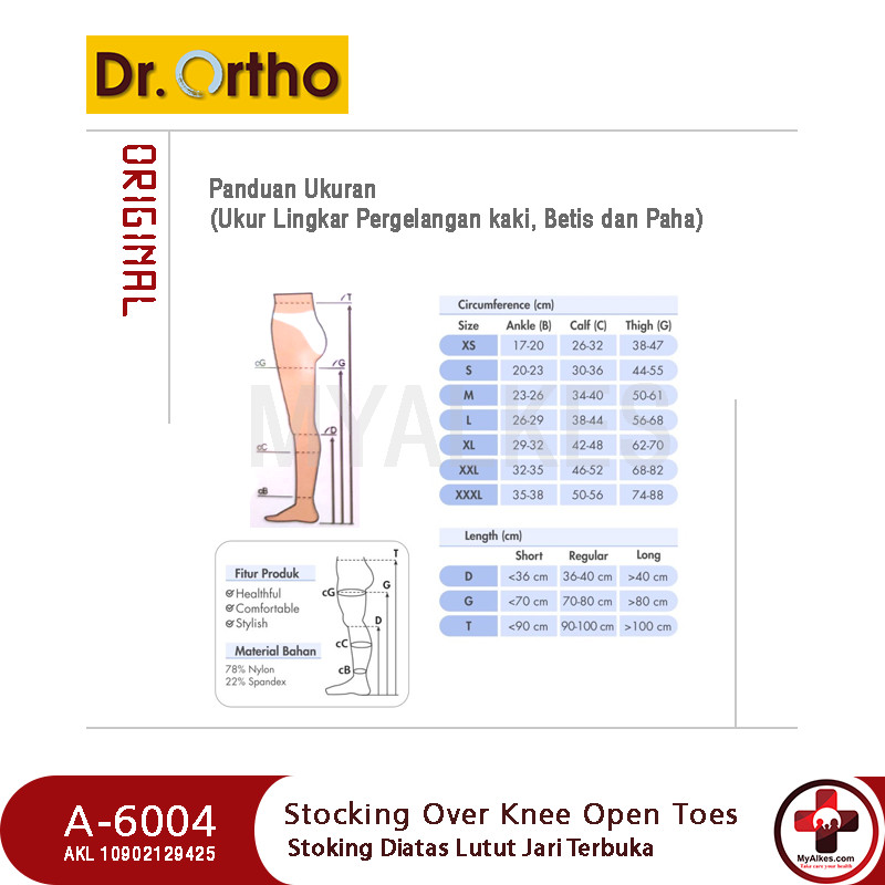 Jual Produk Stoking Kesehatan Dr Ortho A-6004 OVER KNEE STOCKING OPEN ...